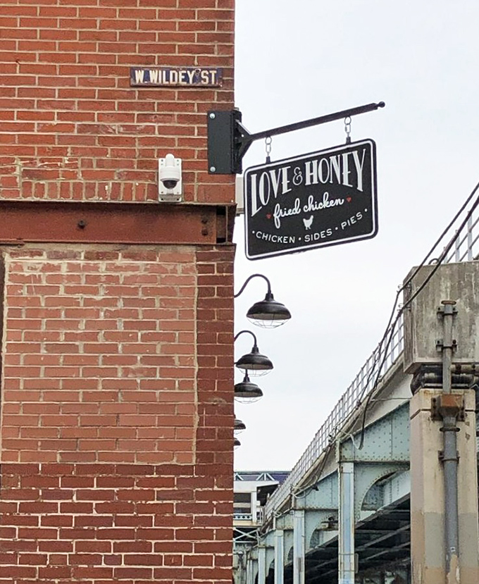 The classic hanging sign on Wildey Street announces you've arrived at Philadelphia's newest fried chicken destination spot.
