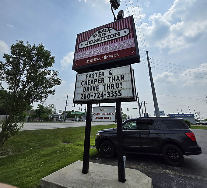 Sometimes the best restaurants don't need fancy signs - the full parking lot says everything.