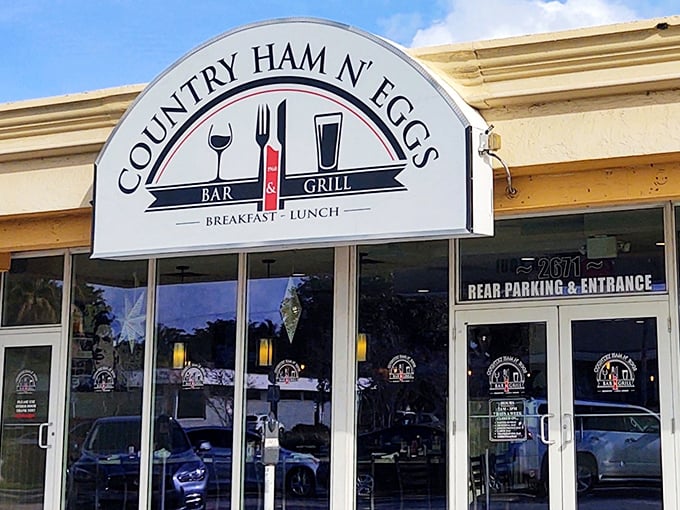 The sign promises exactly what awaits inside: Country Ham N' Eggs isn't trying to reinvent breakfast—they're just perfecting it, one plate at a time.