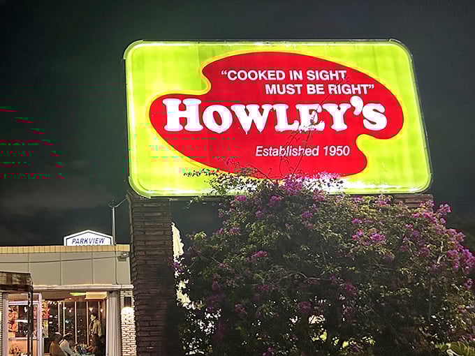 The neon sign glows like a beacon in the night, guiding hungry travelers to this temple of comfort food since Eisenhower was president.