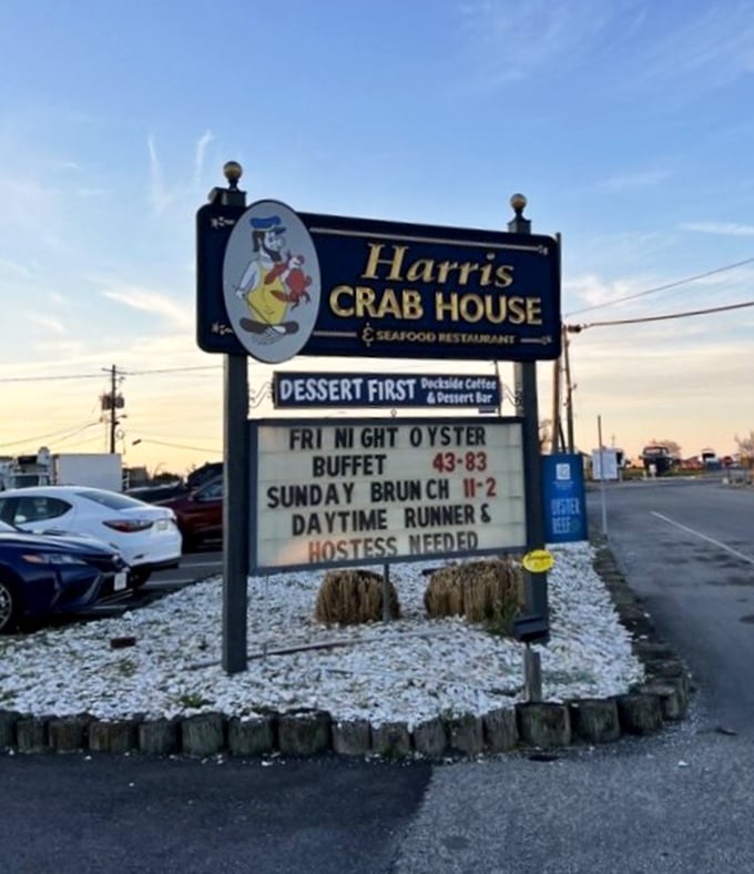 The sign that's guided hungry travelers for generations. Like a lighthouse for your appetite, it beckons with promises of oyster buffets and Sunday brunches.