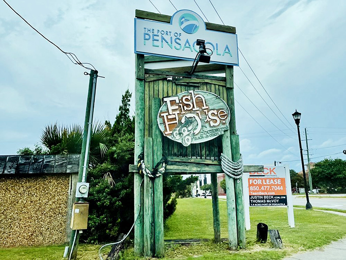 The sign stands as a beacon for hungry travelers and locals alike &ndash; a promise of Gulf Coast flavors that have stood the test of time.