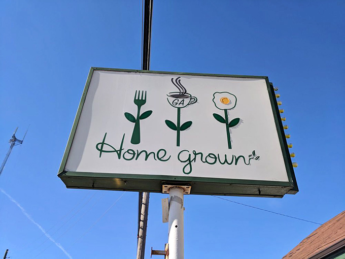 The Home grown sign says it all&mdash;fork, coffee, egg&mdash;the holy trinity of breakfast done right in the heart of Georgia.