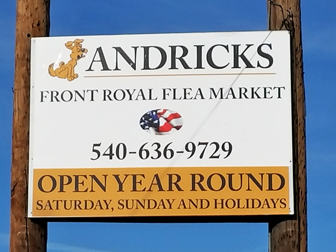 The market's cheerful sign promises year-round weekend adventures, with that cartoon dog mascot practically wagging his tail in welcome.