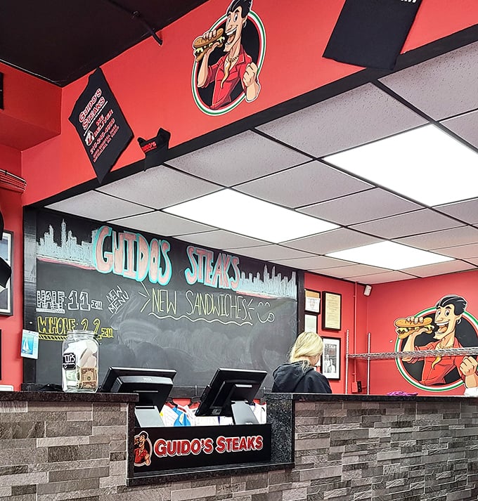 Where sandwich magic happens. The chalkboard menu and stone counter create the perfect stage for culinary performances that keep locals coming back.