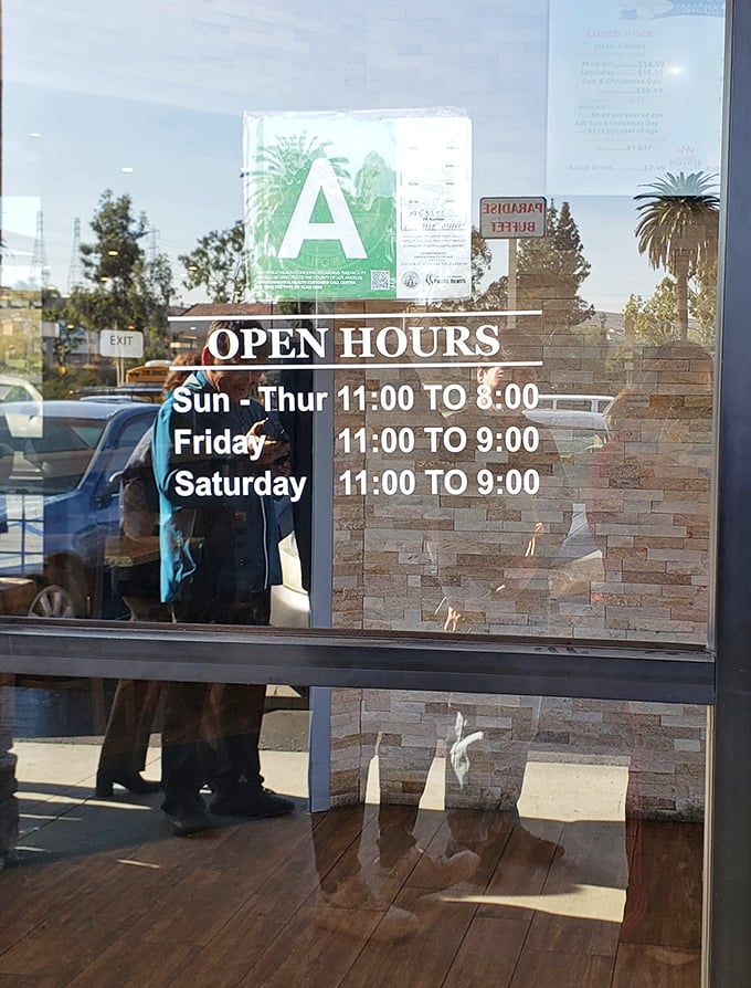 The hours posted on the door might as well read: "Times when happiness is served with unlimited refills."