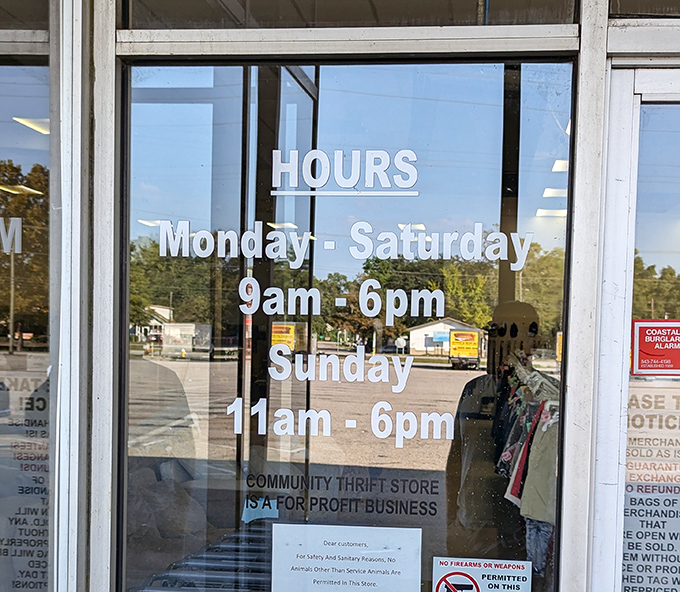 The hours posted like a promise of adventure. Six days a week, this for-profit treasure chest awaits your thirty dollars and empty cart.