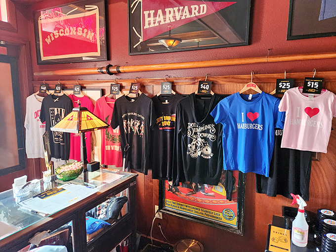 T-shirt merchandise that proudly declares burger allegiance. Because some dining experiences deserve to be worn as badges of honor. 