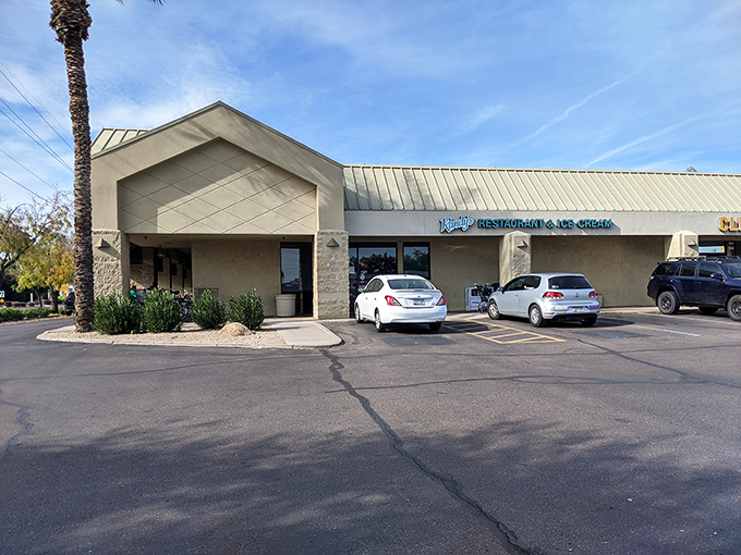 The storefront view that locals recognize instantly and visitors quickly learn to look for when breakfast cravings strike.