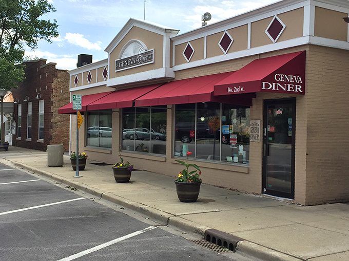 The red awnings of Geneva Diner beckon like a breakfast beacon on State Street, promising refuge from hunger and disappointing toaster experiences.