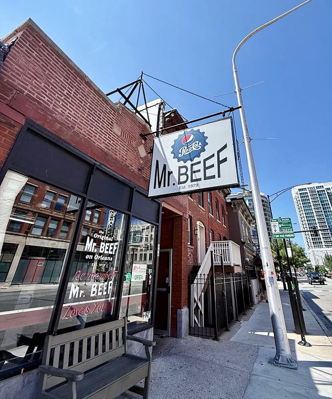 The brick exterior and vintage sign stand defiant against gentrification, like a delicious time capsule preserving Chicago's sandwich heritage for future generations. 