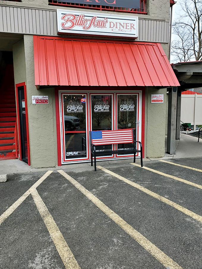 The iconic storefront with its patriotic bench&mdash;where many a food pilgrim has paused to mentally prepare for the delicious experience that awaits inside.