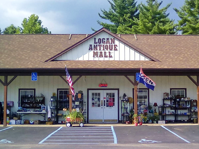 The unassuming exterior hides a universe of treasures within. Logan Antique Mall's facade is merely the cover to an epic volume of stories.