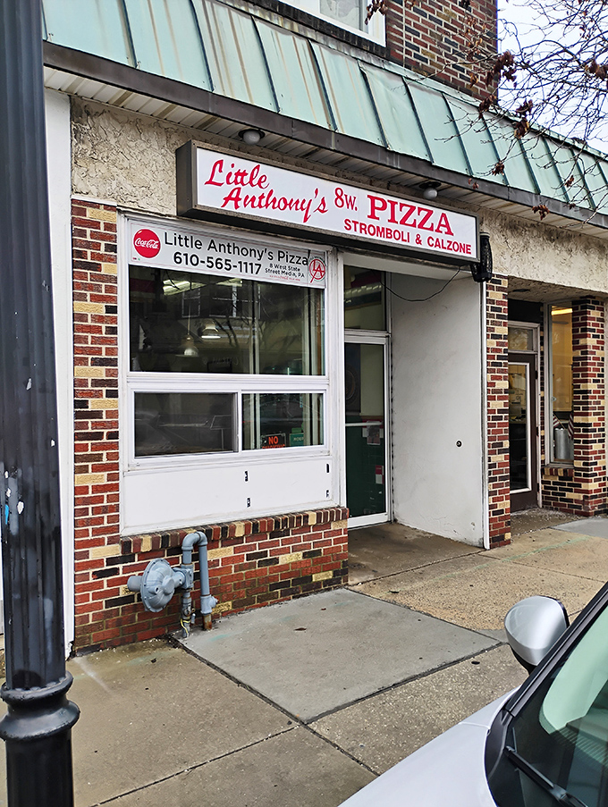 Little Anthony's modest exterior and classic signage have guided hungry pizza pilgrims to this Media landmark for years.