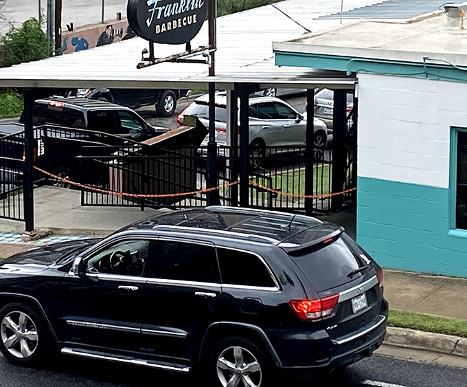 Cars line up outside almost as eagerly as the people. In Austin, even parking spots near Franklin have become hot commodities.
