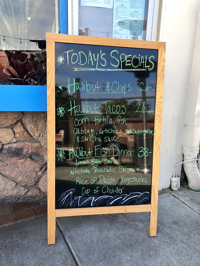 A specials board that reads like breaking news for your taste buds. Halibut three ways? Stop the presses and start the ordering.
