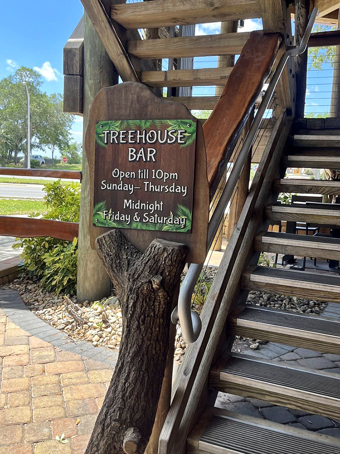 The stairway to heaven? Close. These steps lead to the treehouse bar where cocktails taste better with a side of childhood nostalgia.