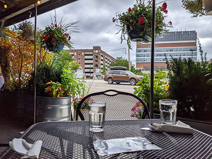 A table with a view&mdash;the outdoor seating offers a glimpse of Ann Arbor life passing by while you savor every bite.