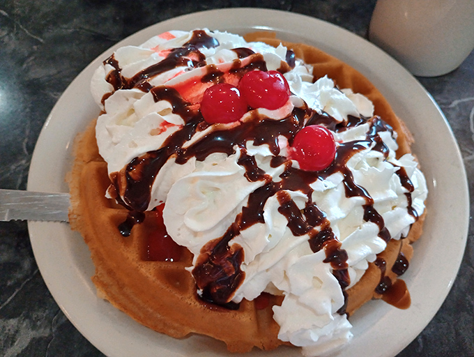 Waffle perfection with deep pockets designed by breakfast gods specifically for holding maximum syrup happiness.