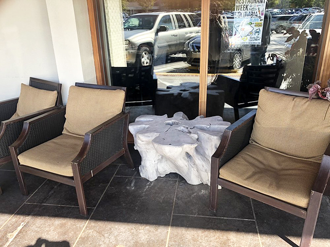The waiting area where anticipation builds. Those chairs have heard countless conversations about "how hungry" everyone is.