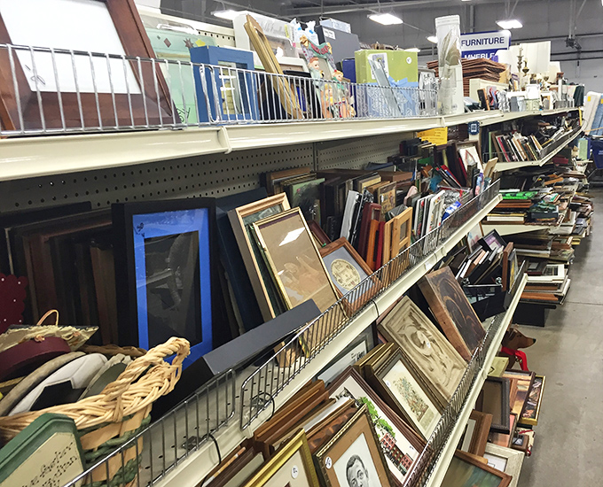 The art section: where forgotten masterpieces and charming prints await new walls to adorn. One person's discarded decor becomes another's conversation piece.