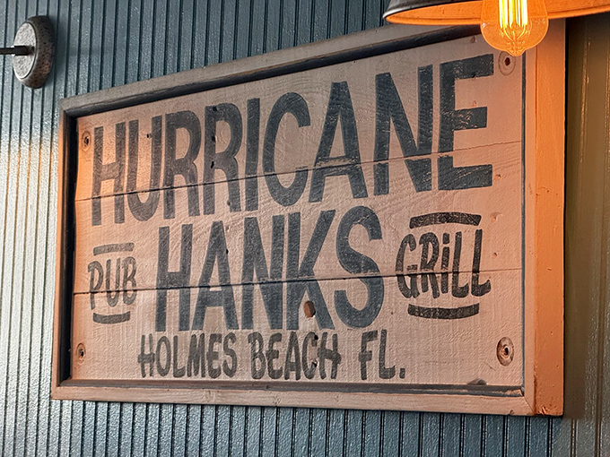 The wooden sign says "Hurricane Hanks" but what it really means is "You've found the place locals try to keep secret."