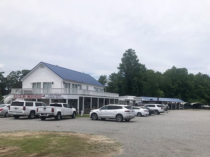 A parking lot with plenty of space&mdash;because nothing should stand between you and barbecue, especially not parking anxiety. Arrive hungry, leave happy.