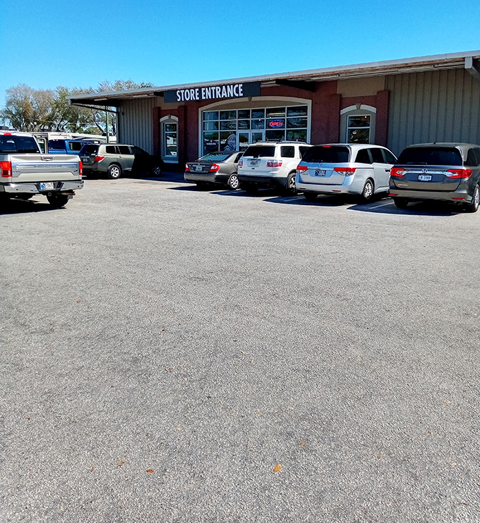 A parking lot that's rarely empty, because Sarasota's savviest shoppers know exactly where to find affordable treasures with purpose.