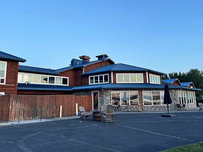 Boardman's waterfront location offers spectacular views across the Columbia River, with mountains framing the horizon beyond. 