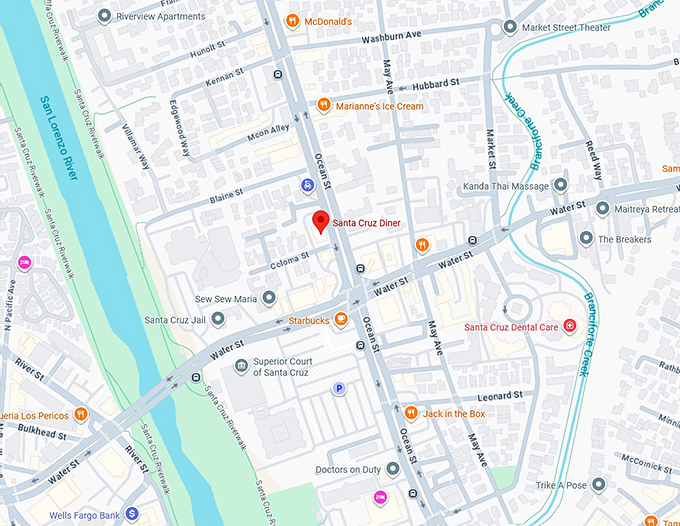 16 santa cruz diner map