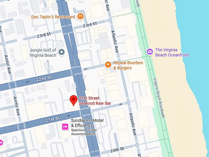 16. 21st street seafood raw bar map