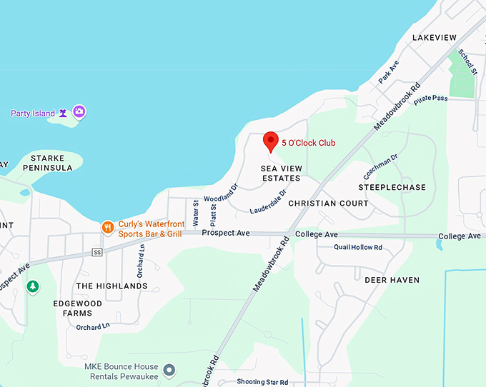 16. 5 o'clock club map