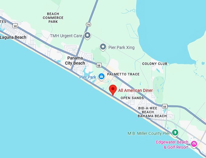 16. all american diner panama city beach map