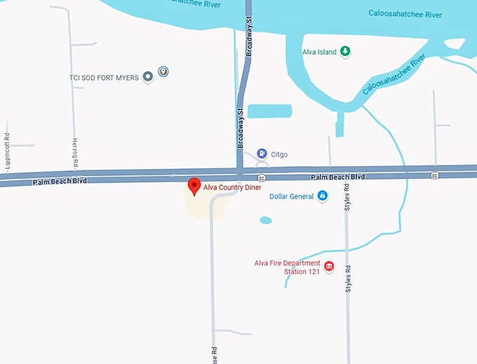 16. alva country diner map