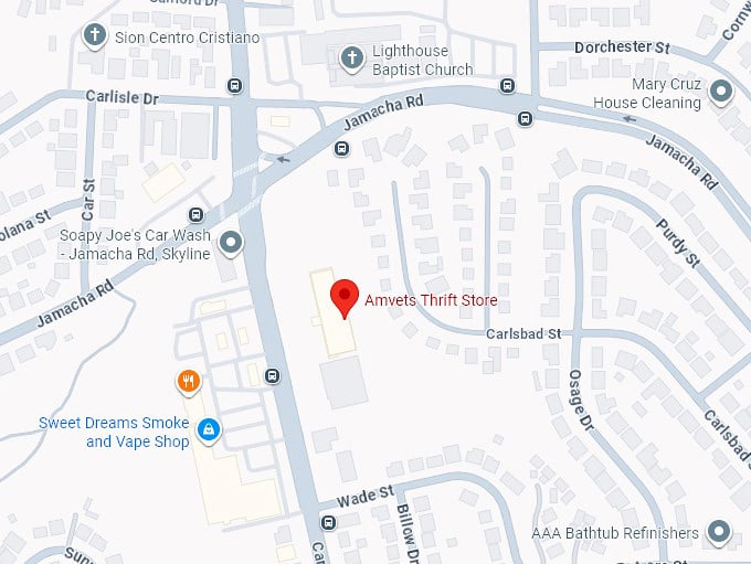 16. amvets thrift store (999 cardiff st) map