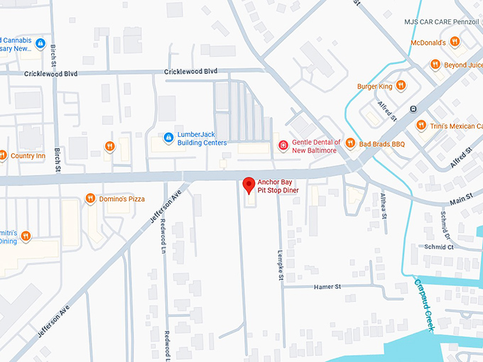 16. anchor bay pit stop diner map