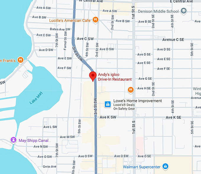 16. andy's igloo drive in restaurant map