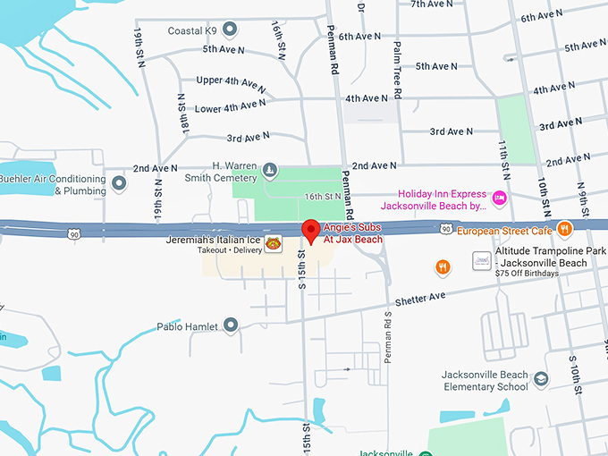 16. angie's subs at jax beach map