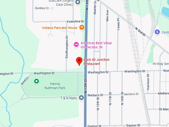 16. back 40 junction restaurant map