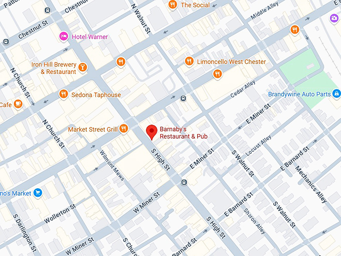 barnaby's restaurant & pub map