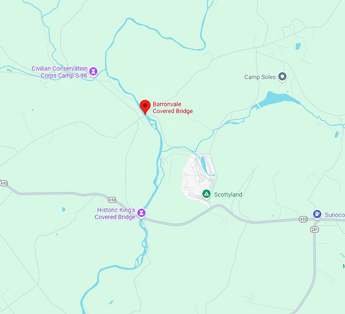 16. barronvale covered bridge map