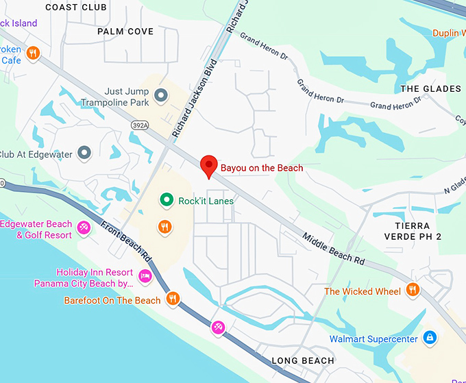 16. bayou on the beach map