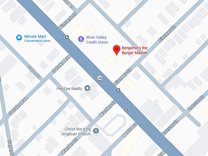 16. benjamin's the burger master map