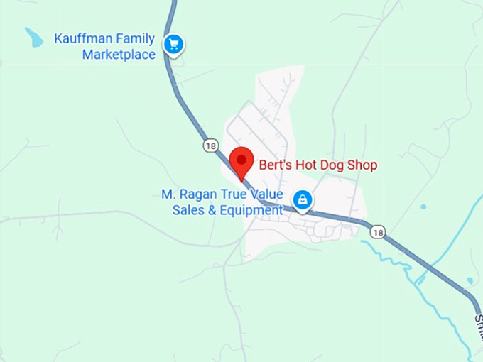 16. bert's hot dog shop map