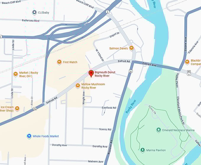 16. bigmouth donut rocky river map