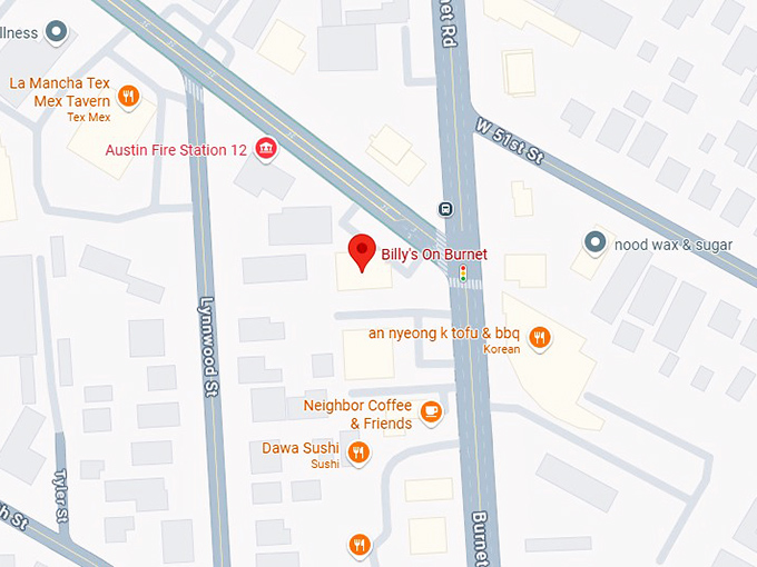 16. billy's on burnet map