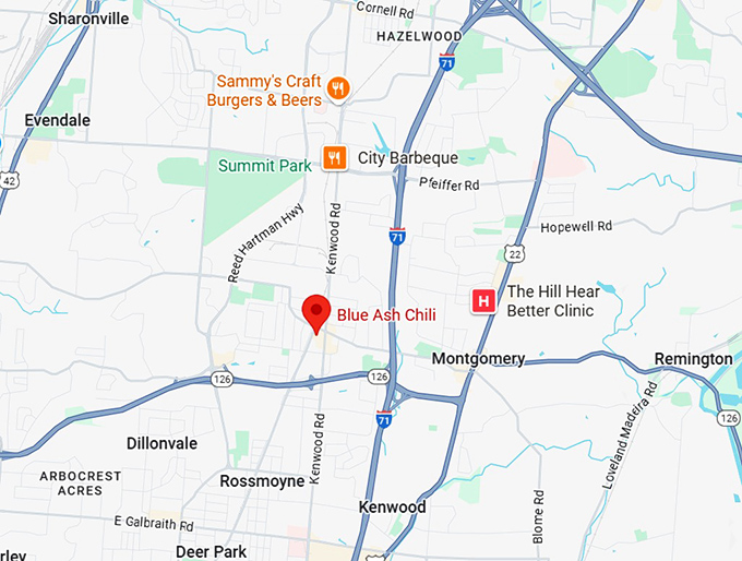 16. blue ash chili map