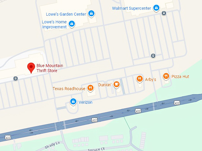 16. blue mountain thrift store map