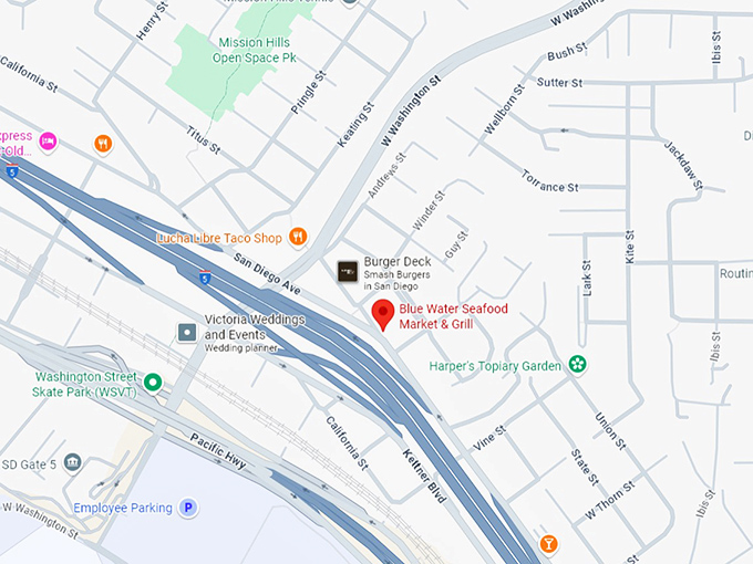 16. blue water seafood market & grill map