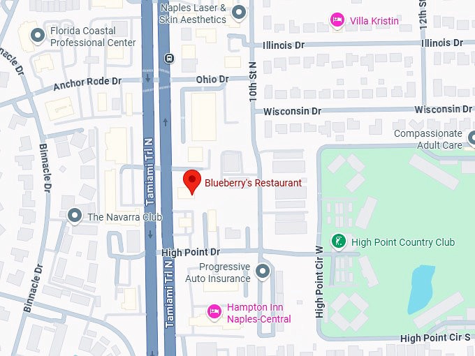 16. blueberry's restaurant map